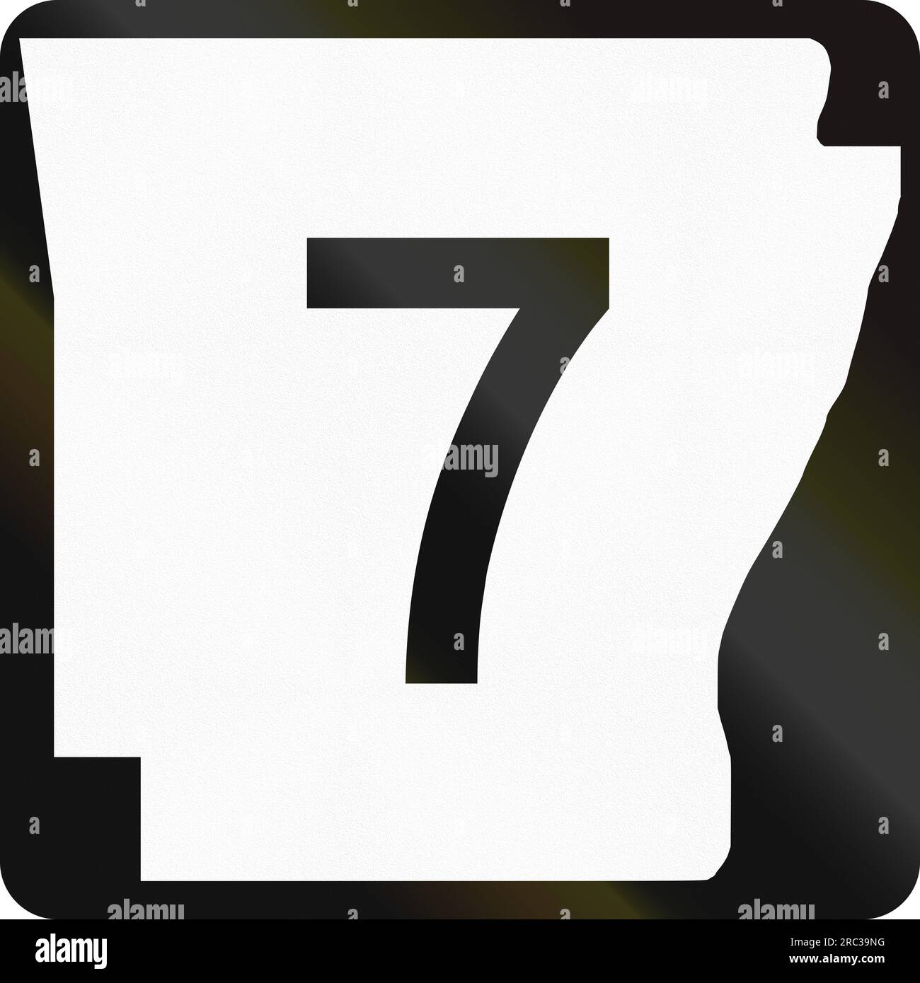 US state highway shield Arkansas. The sign contains a silhouette of the ...