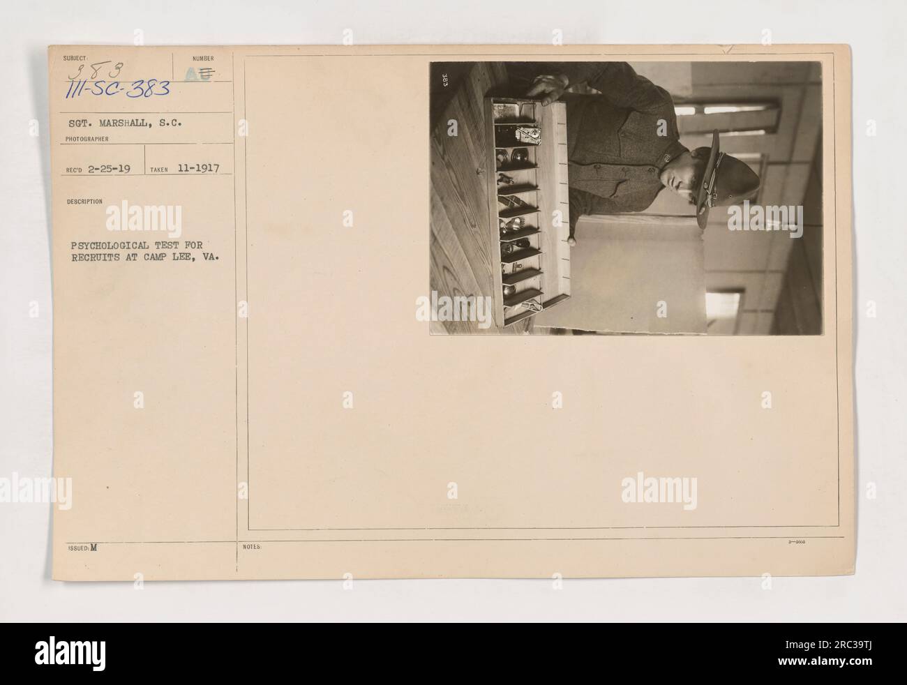 Psychological test being conducted for recruits at Camp Lee, VA during ...