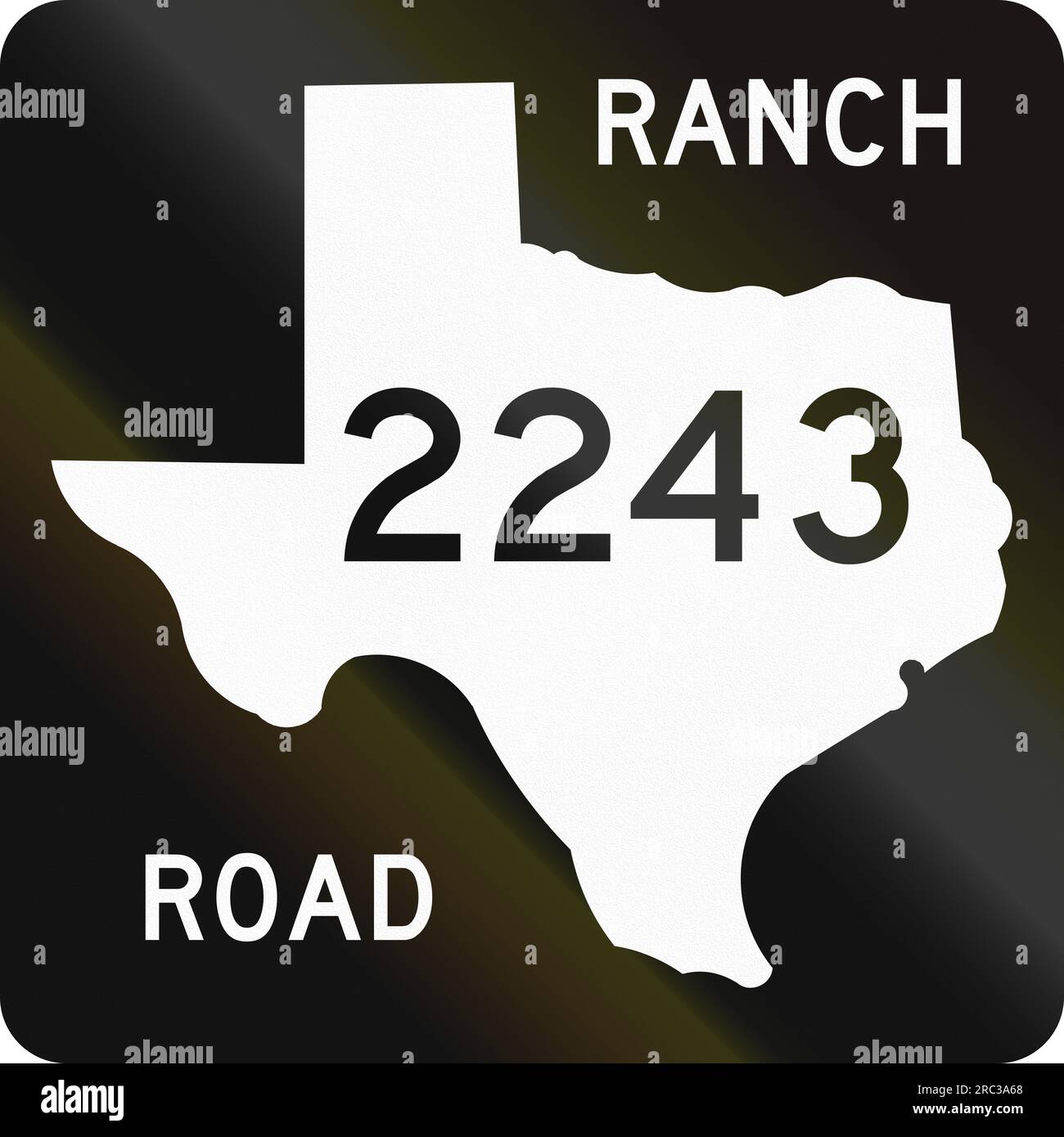 US ranch-to-market-road shield in texas. The sign contains a silhouette ...
