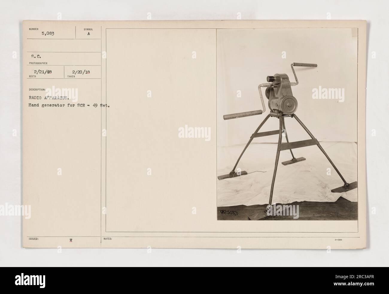 Image of a hand generator used for the SCR 49 Set radio apparatus ...
