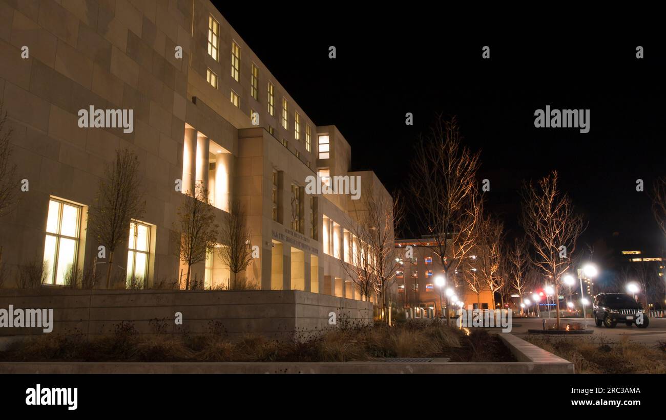 Office building at night Stock Photo - Alamy