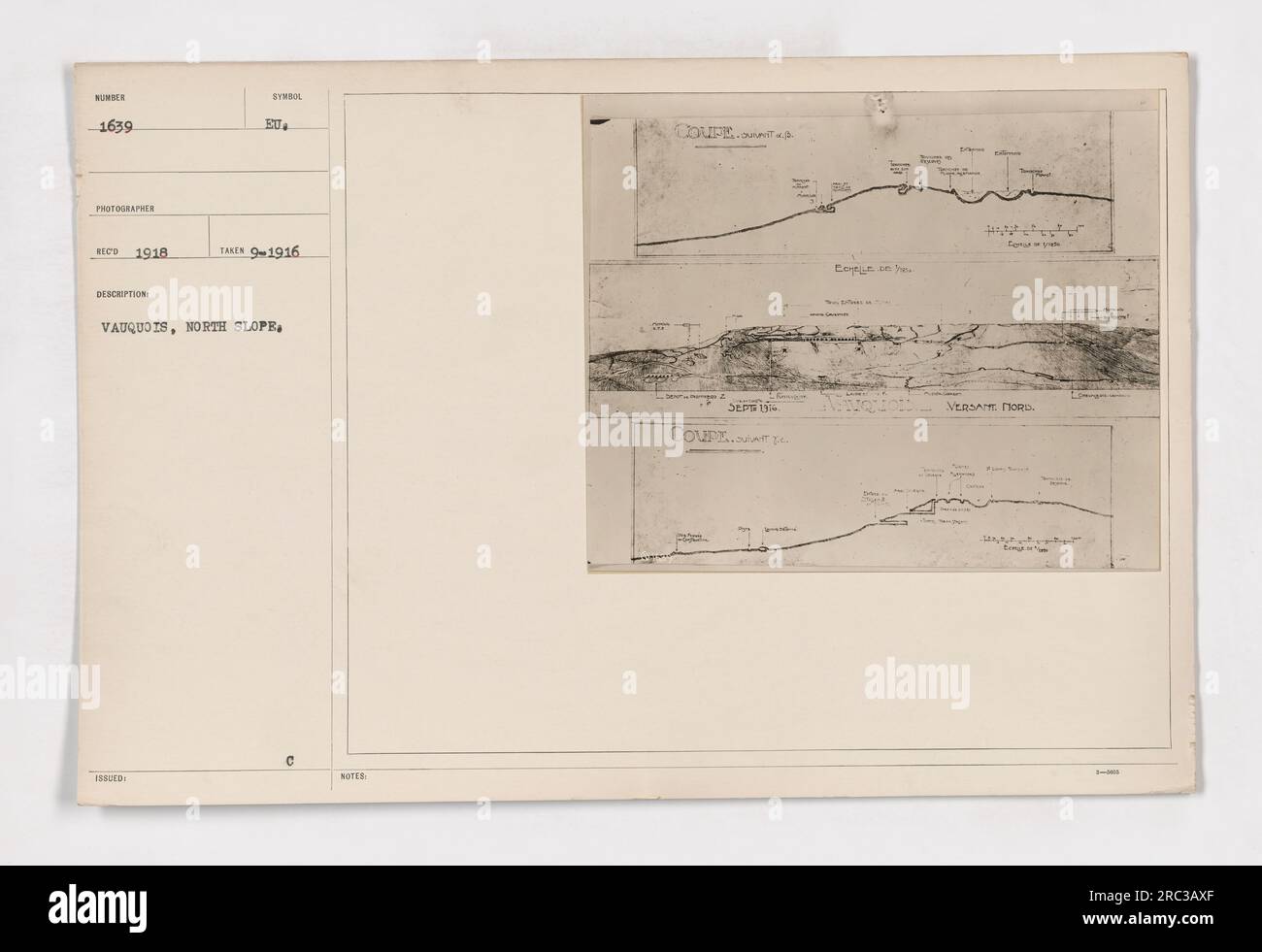 A photograph taken during World War One showing the north slope of ...