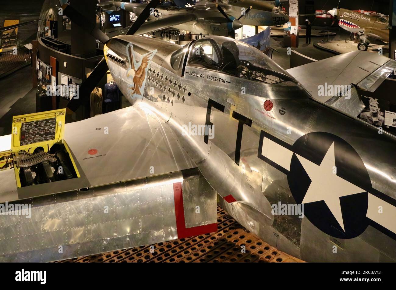 Open ammunition bays in the port wing of the North American P-51D ...