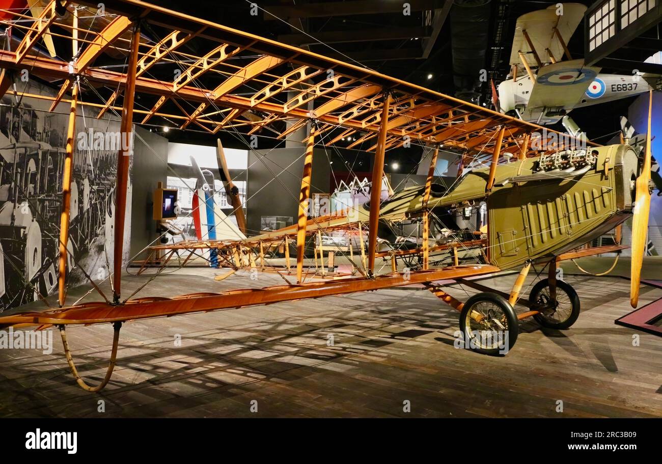 Curtiss JN-4D Jenny Reproduction Army plane with exposed structure at ...