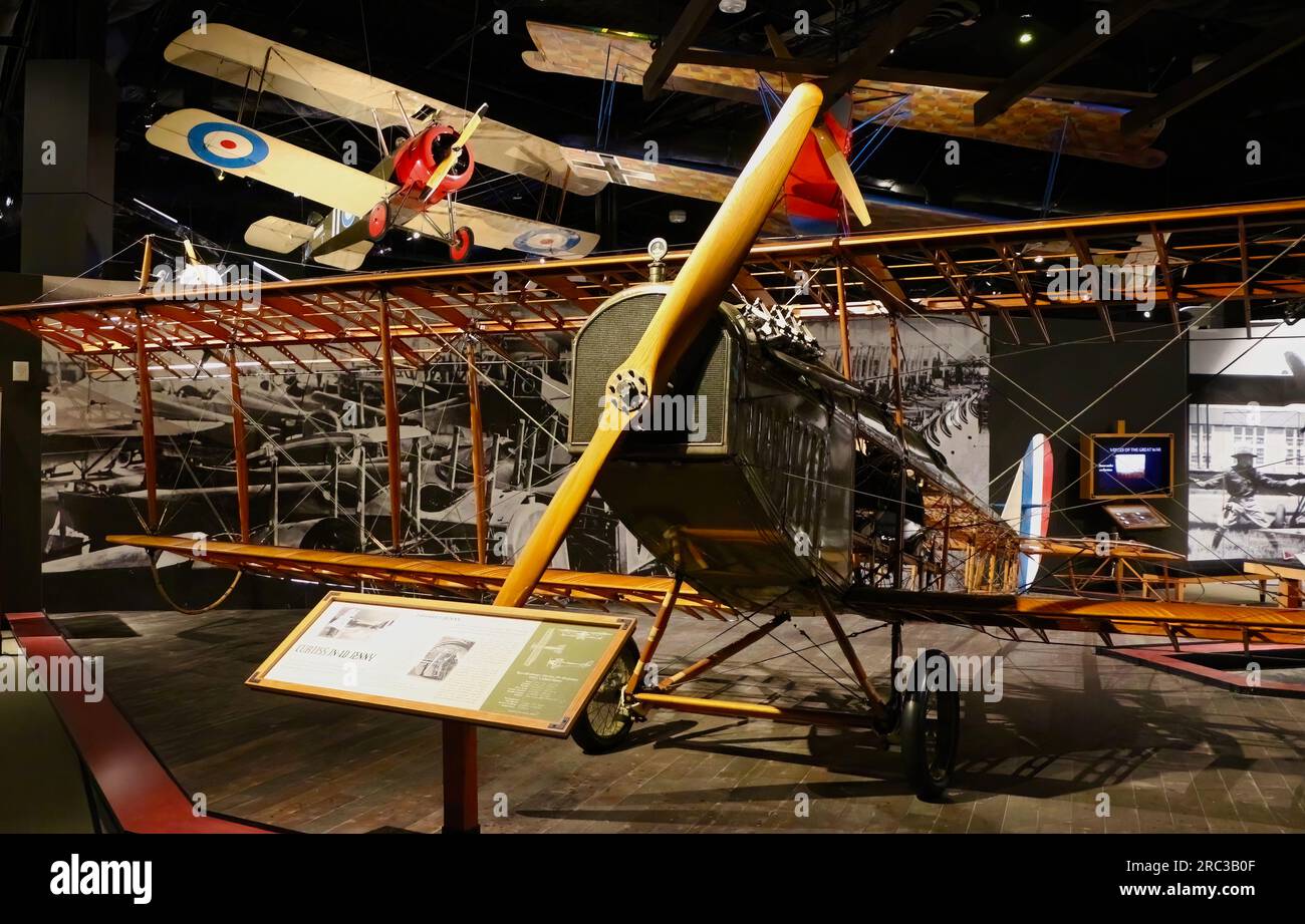 Curtiss JN-4D Jenny Reproduction Army plane with exposed structure at ...