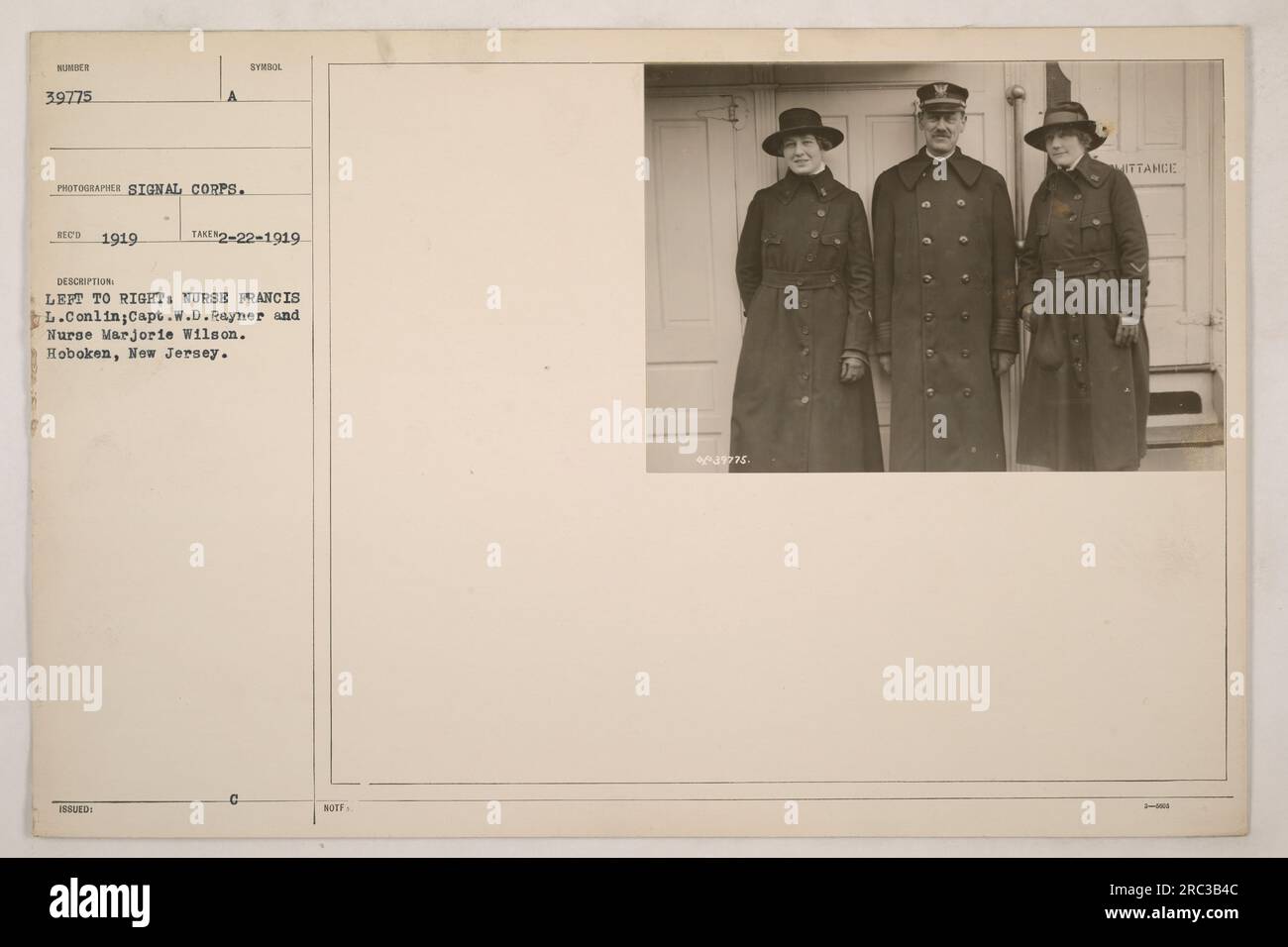 Nurse Francis L. Conlin, Capt. W.D. Rayner, and Nurse Marjorie Wilson ...