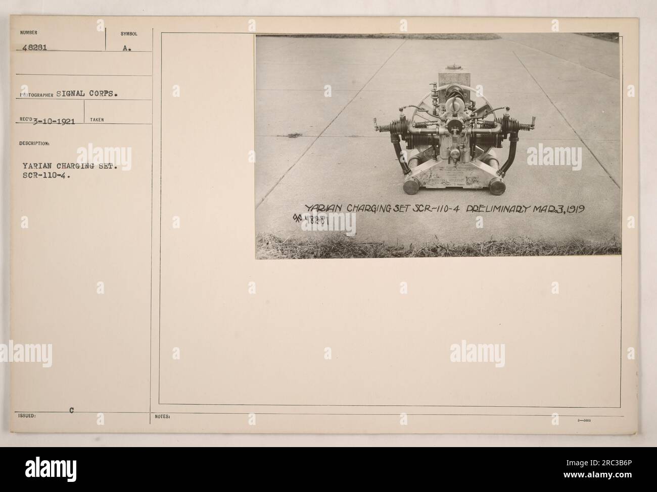A photograph of a Yarian charging set, model SCR-110-4, captured by a ...