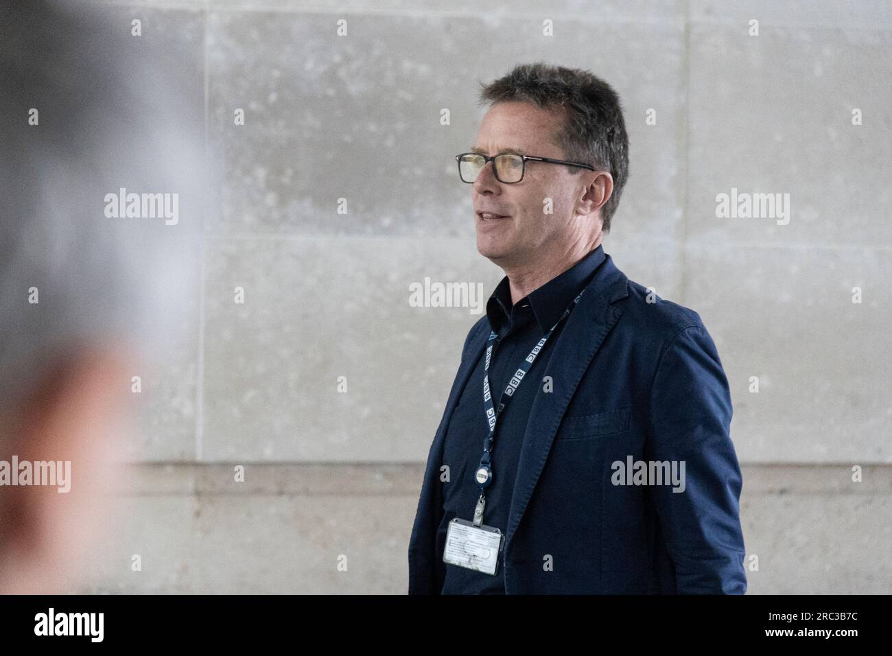 London, UK. 12th July, 2023. Nicky Campbell pictured leaving the BBC ...