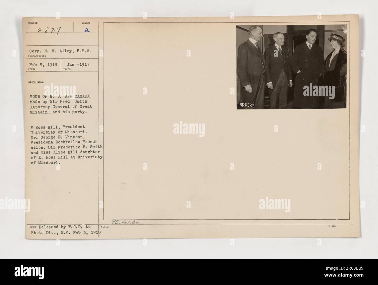 Sir Fred Smith, the Attorney General of Great Britain, and his party ...