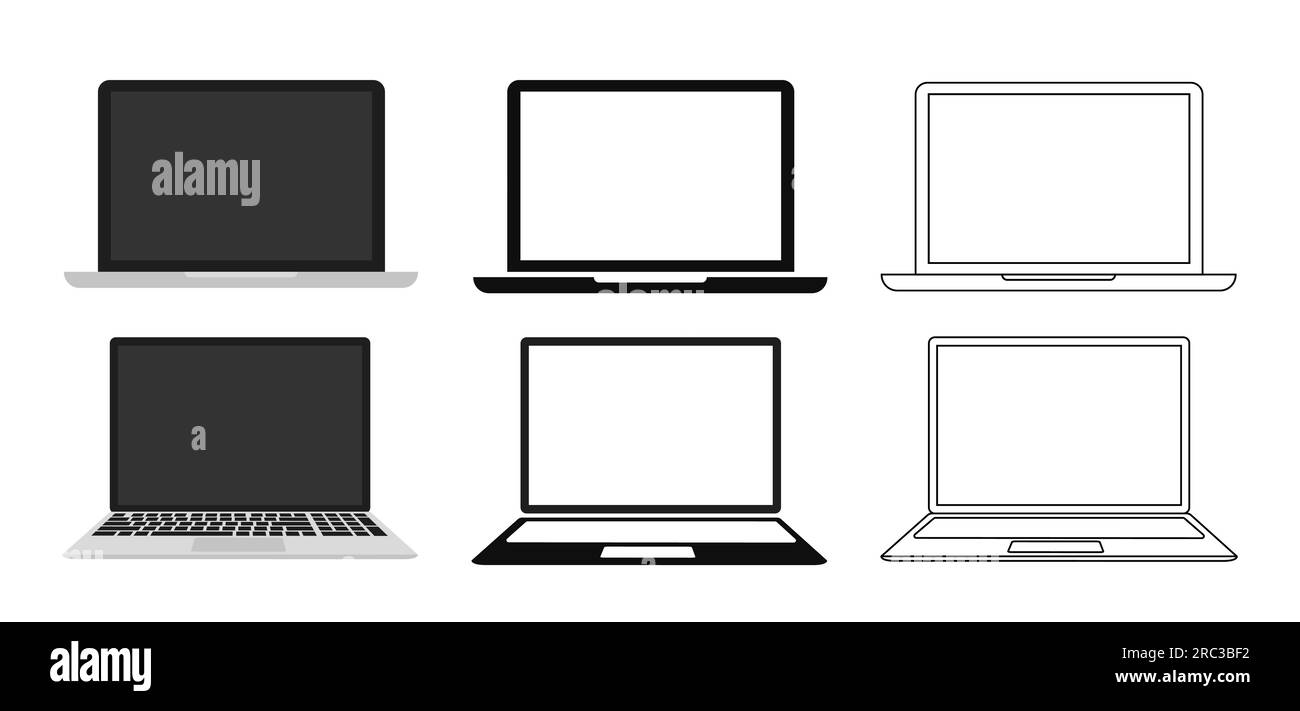 Laptop icons set pictogram illustration on white background Stock ...
