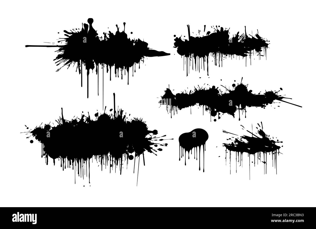 Set of black blots on a white background. Vector illustration Stock ...