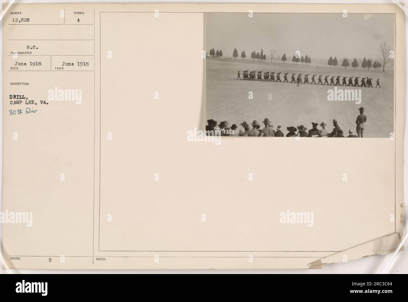 Soldiers of the 80th Division conducting drill exercises at Camp Lee ...