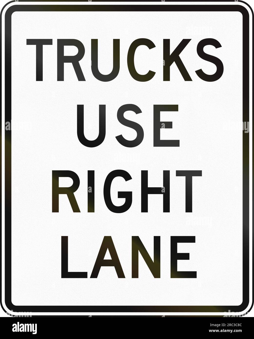 United States traffic sign: Trucks Use Right Lane Stock Photo - Alamy