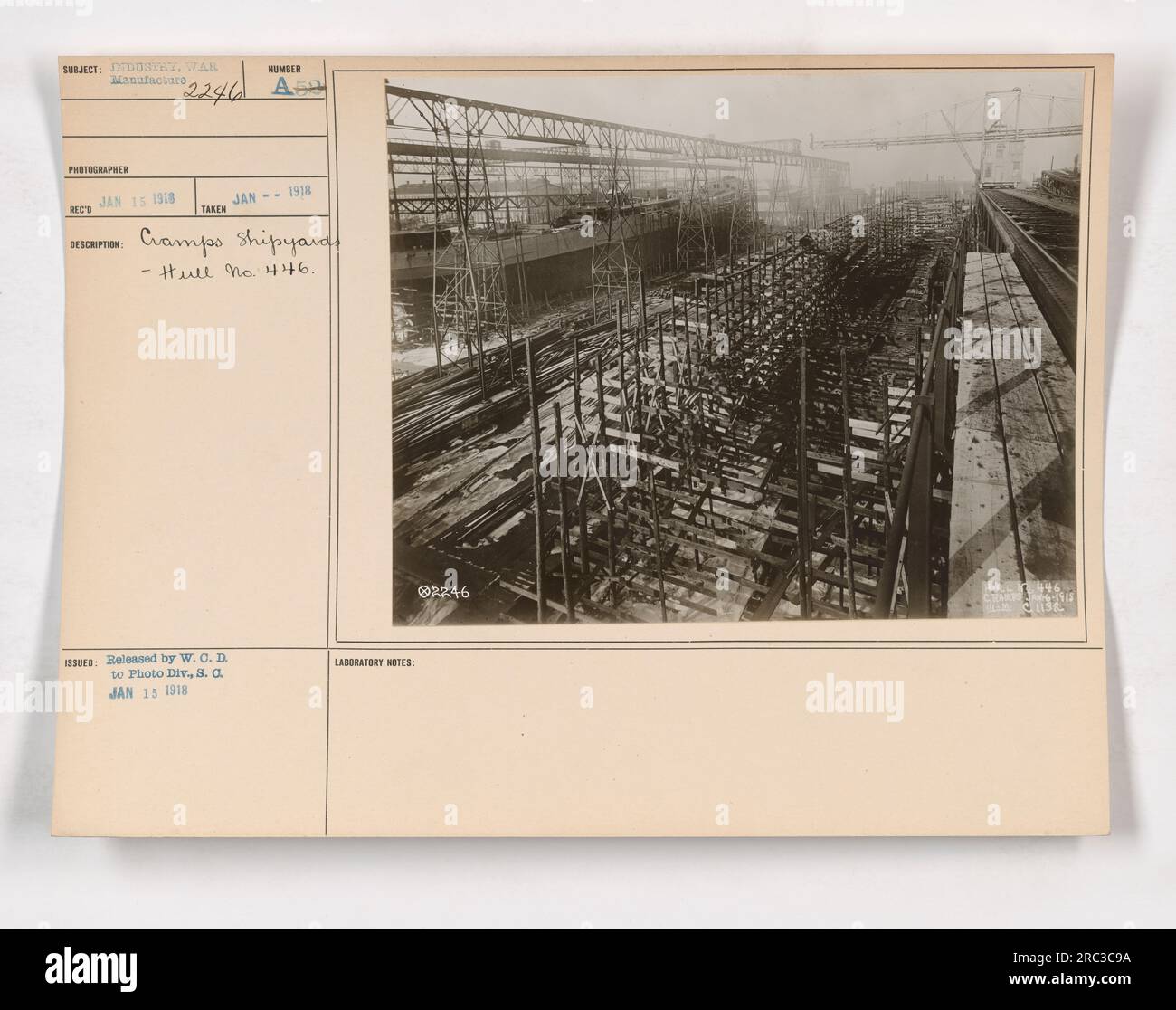 "DOSIET, WAR M PHOTOGRAPHER RECO JAN 15 1918: Cramps Ship Yards Hull No ...