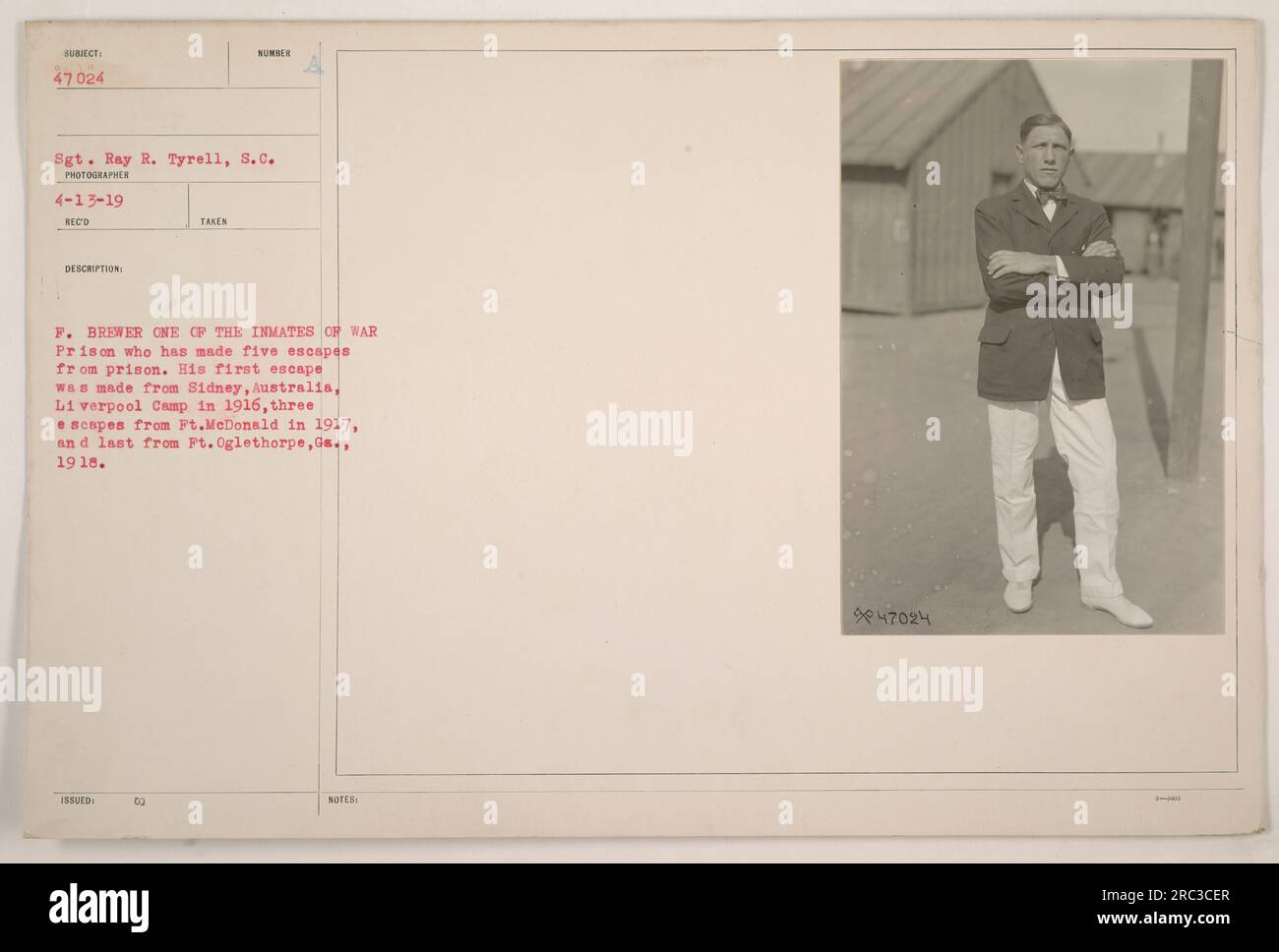 "F. Brewer, one of the inmates of war prison, who has made five escapes ...