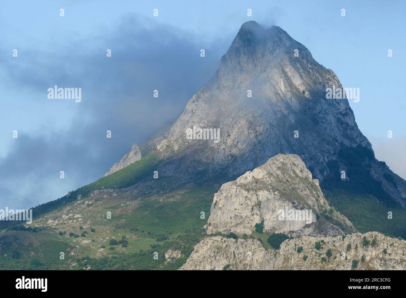 Mount Gilbo in the mist, next to Riaño Stock Photo - Alamy