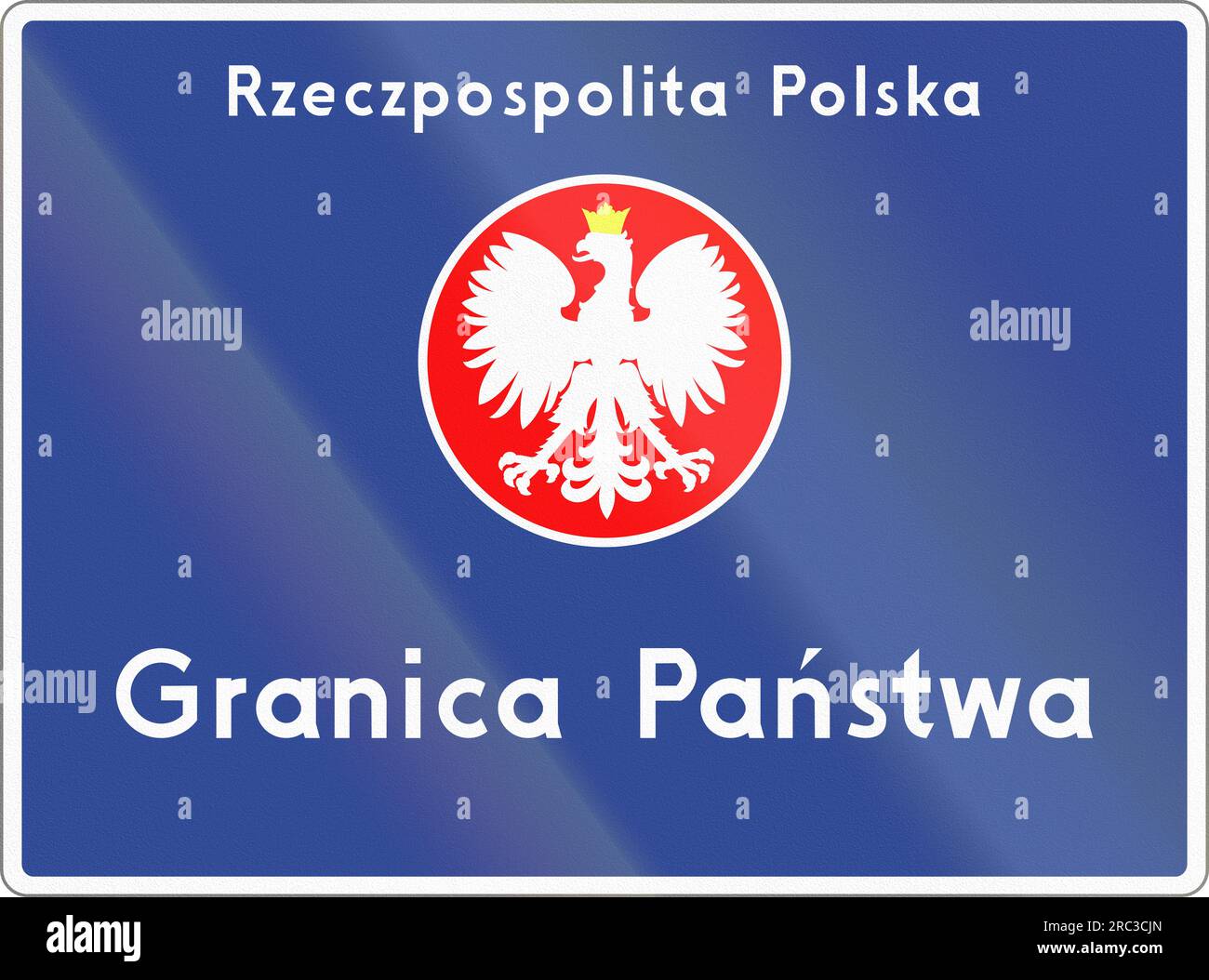 Polish road sign, the text means: Republic of Poland - National border ...