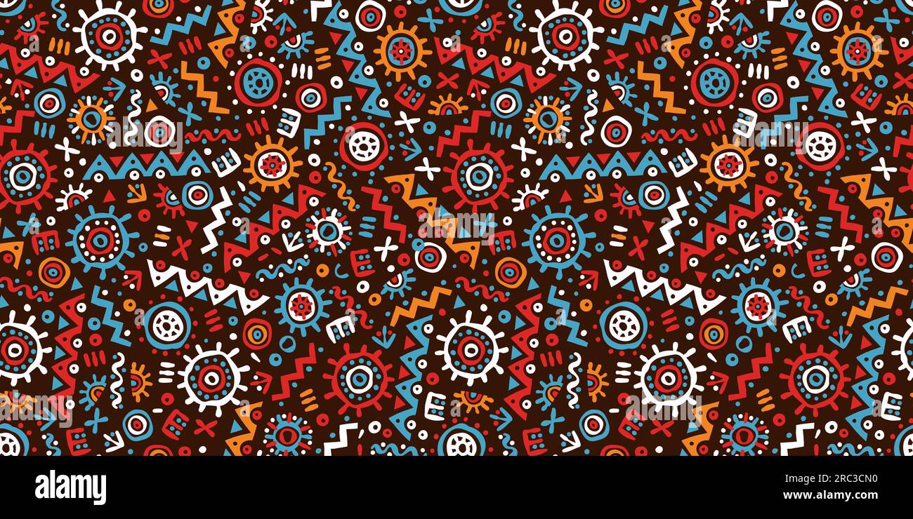 Hand drawn abstract seamless pattern, ethnic background, simple style ...