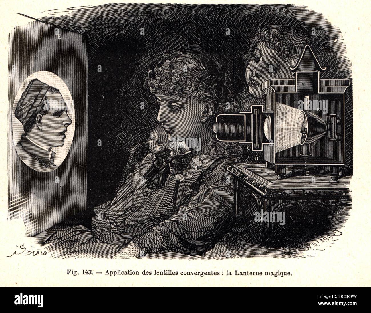 technics, magic lantern, application of convergent lenses, wood ...