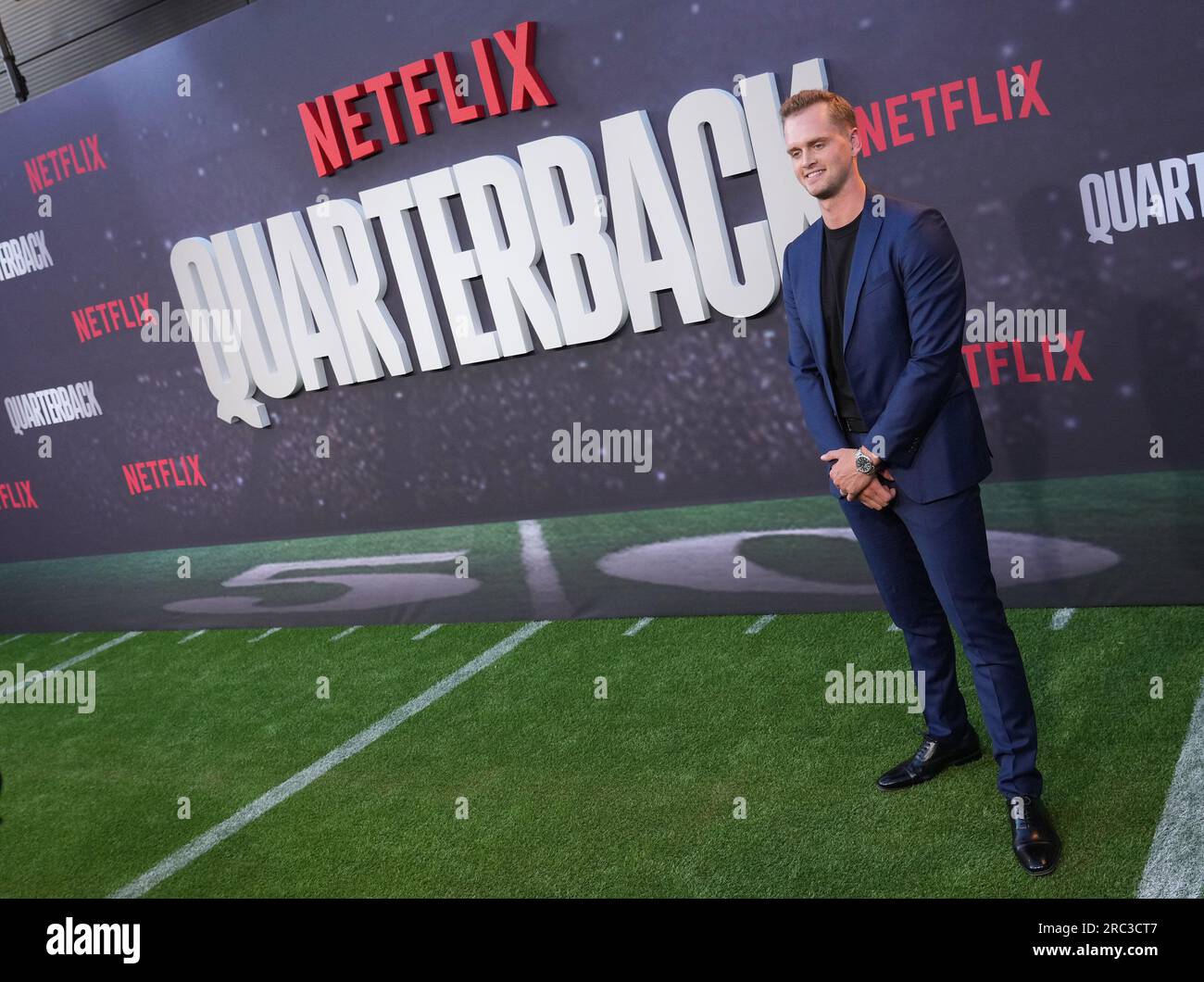 Los Angeles, USA. 11th July, 2023. Max Browne arrives at the Netflix's ...