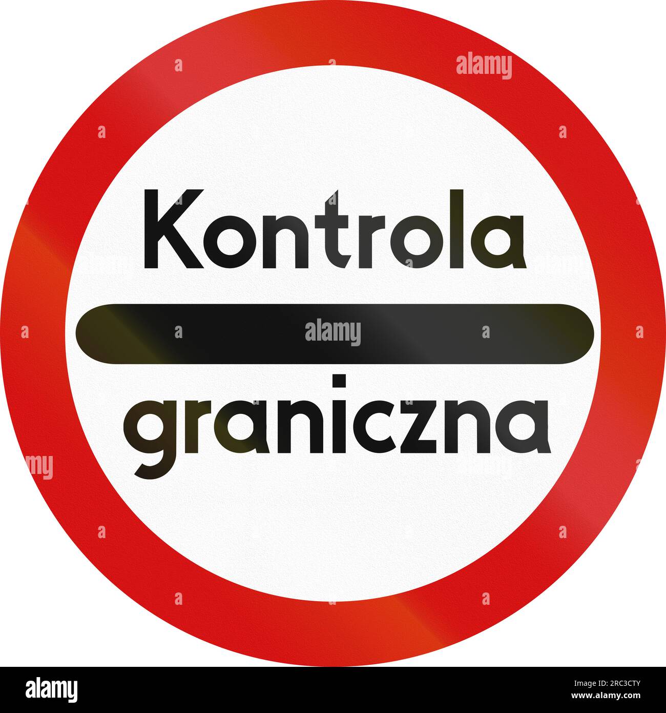 Passing without stopping prohibited road sign with the words: Border ...