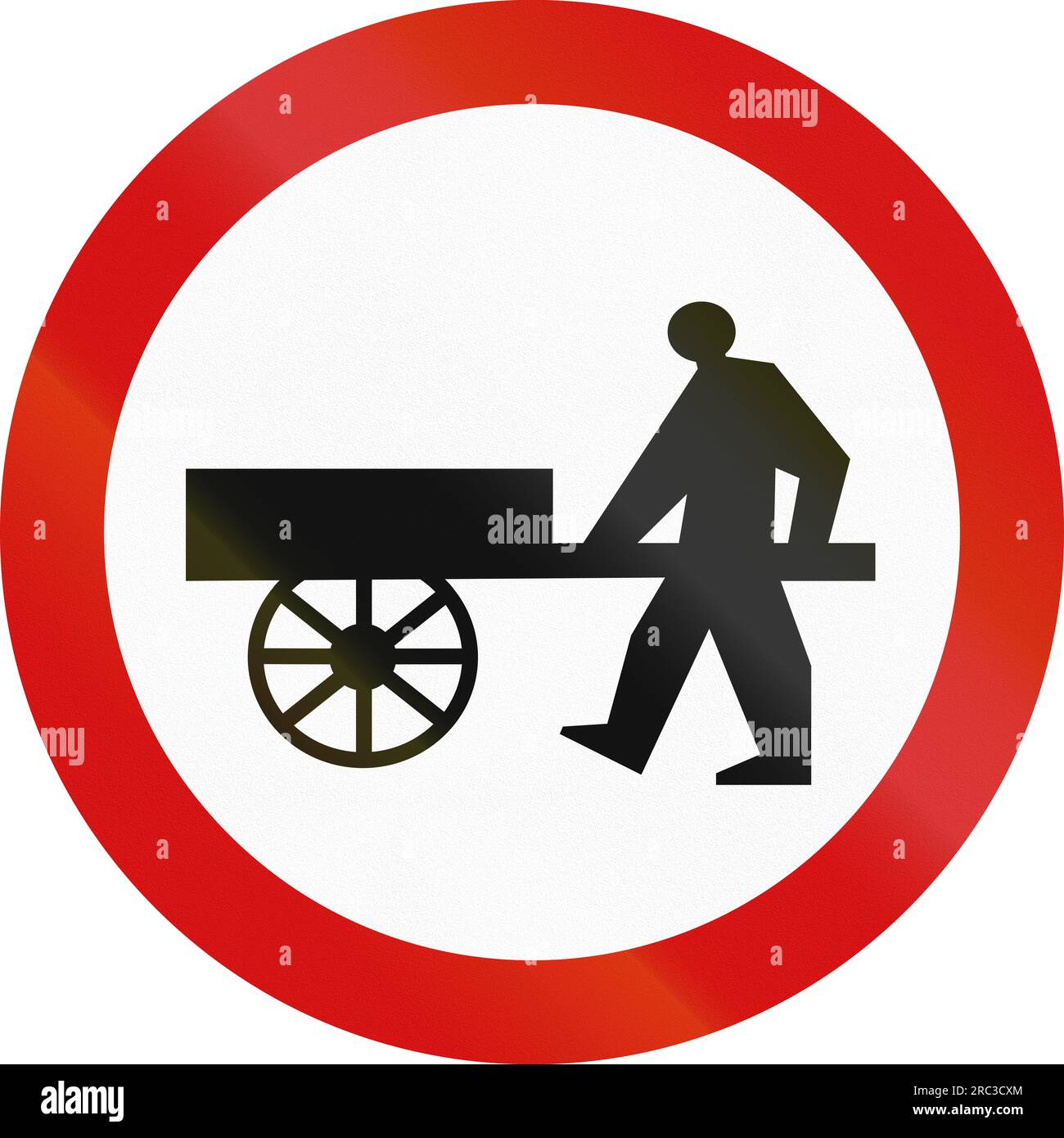 Polish traffic sign prohibiting thoroughfare of handcarts Stock Photo ...