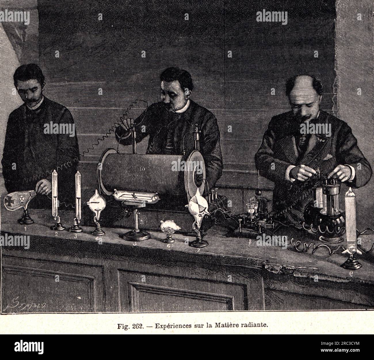 science, physics, experiment with radiation, wood engraving, late 19th ...