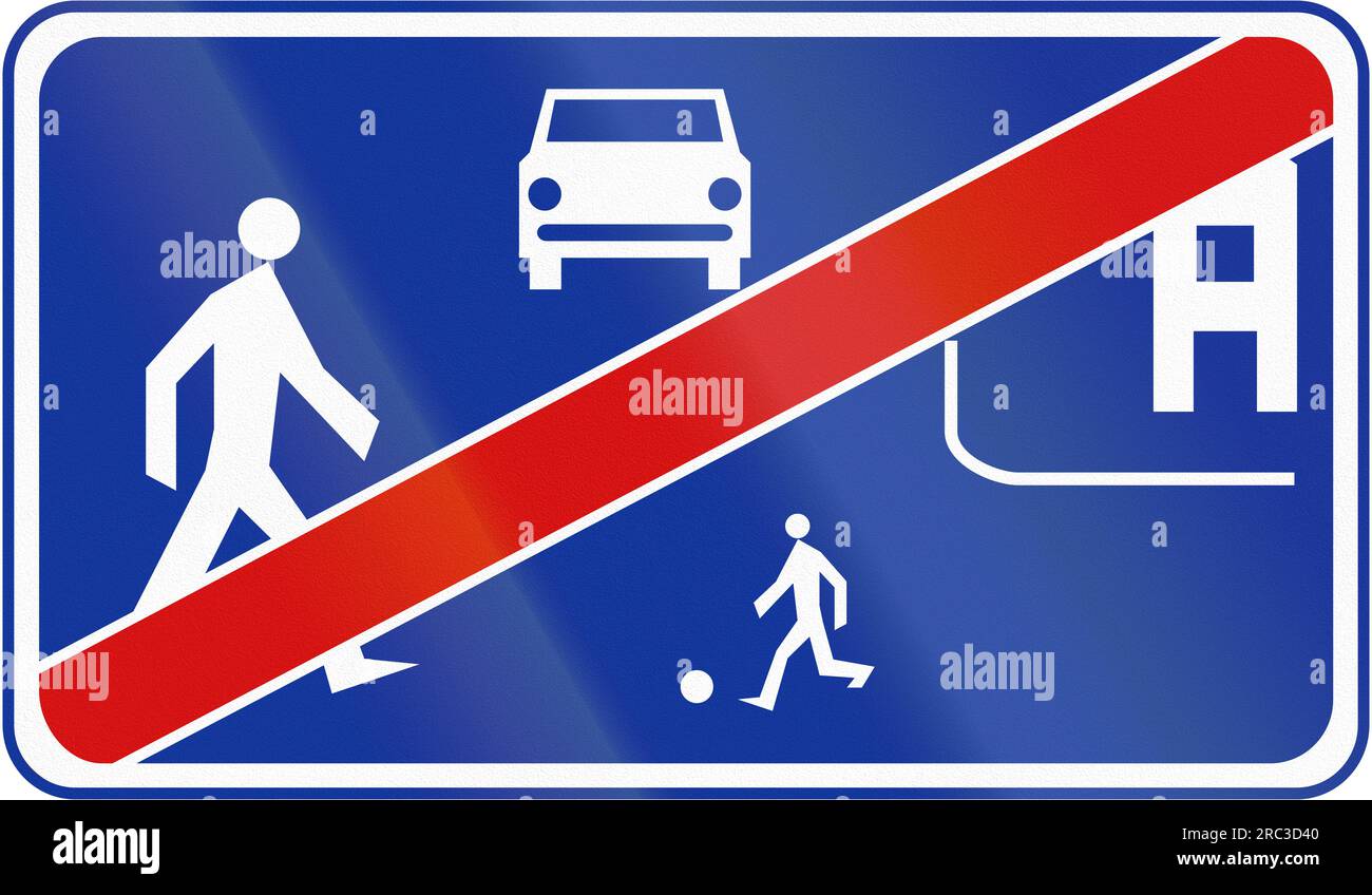 Polish traffic sign: End of home zone Stock Photo - Alamy