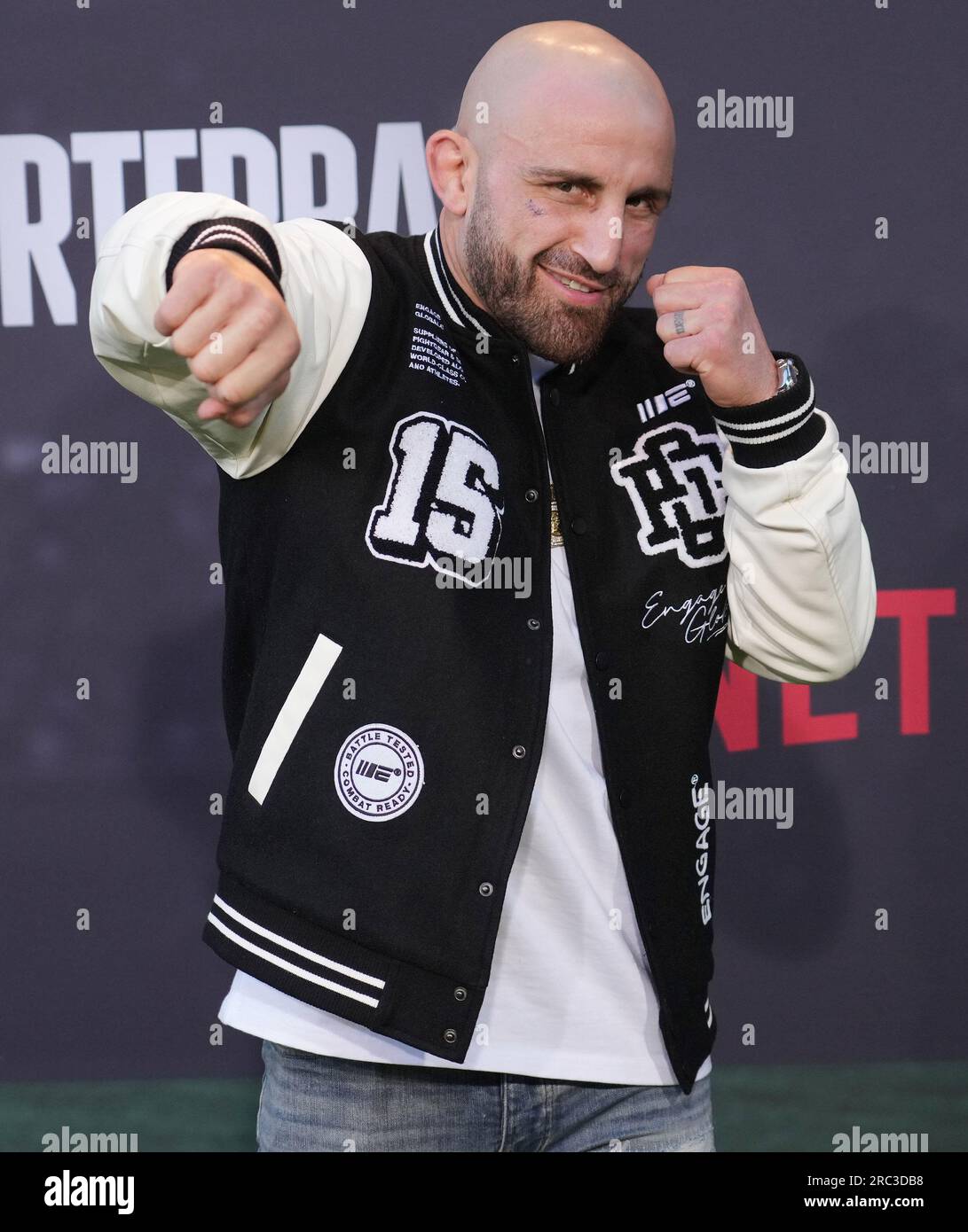 Los Angeles, USA. 11th July, 2023. Alex Volkanovski arrives at the ...