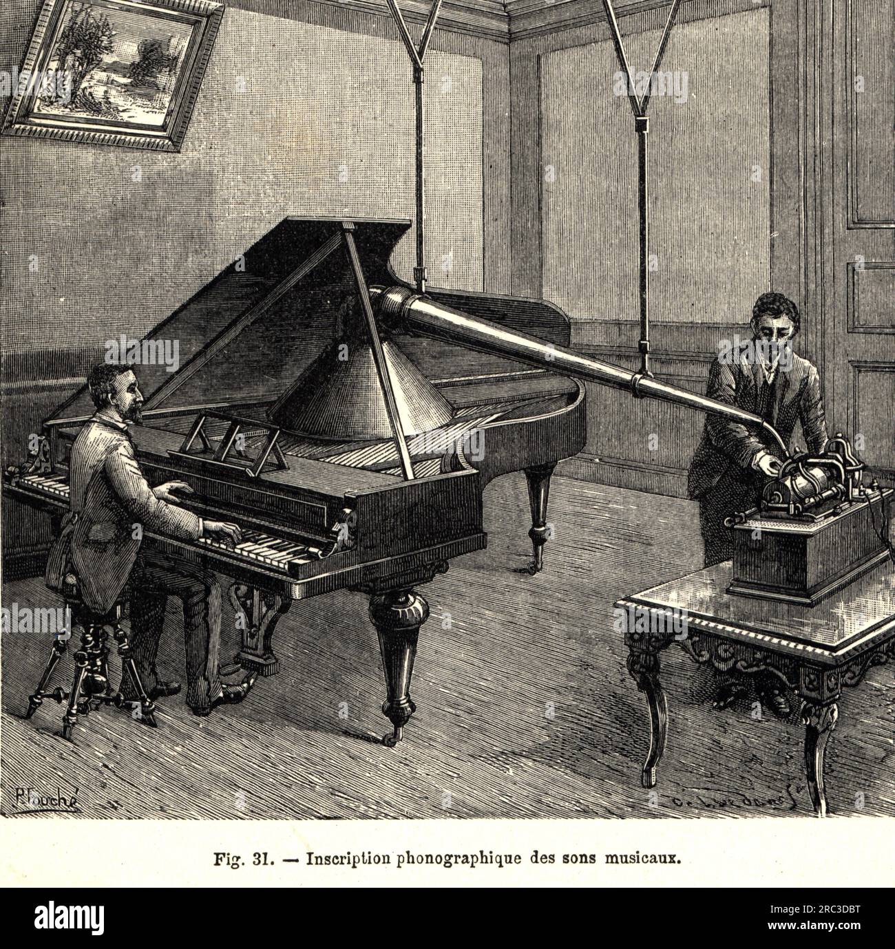 technics, audio engineering, phonographic recording, wood engraving by ...