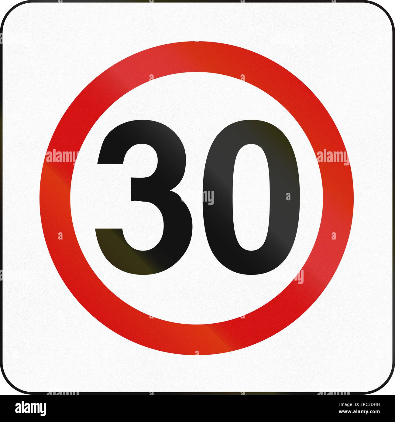Polish traffic sign indicating a zone with reduced traffic and a speed limit of 30 kilometers ...