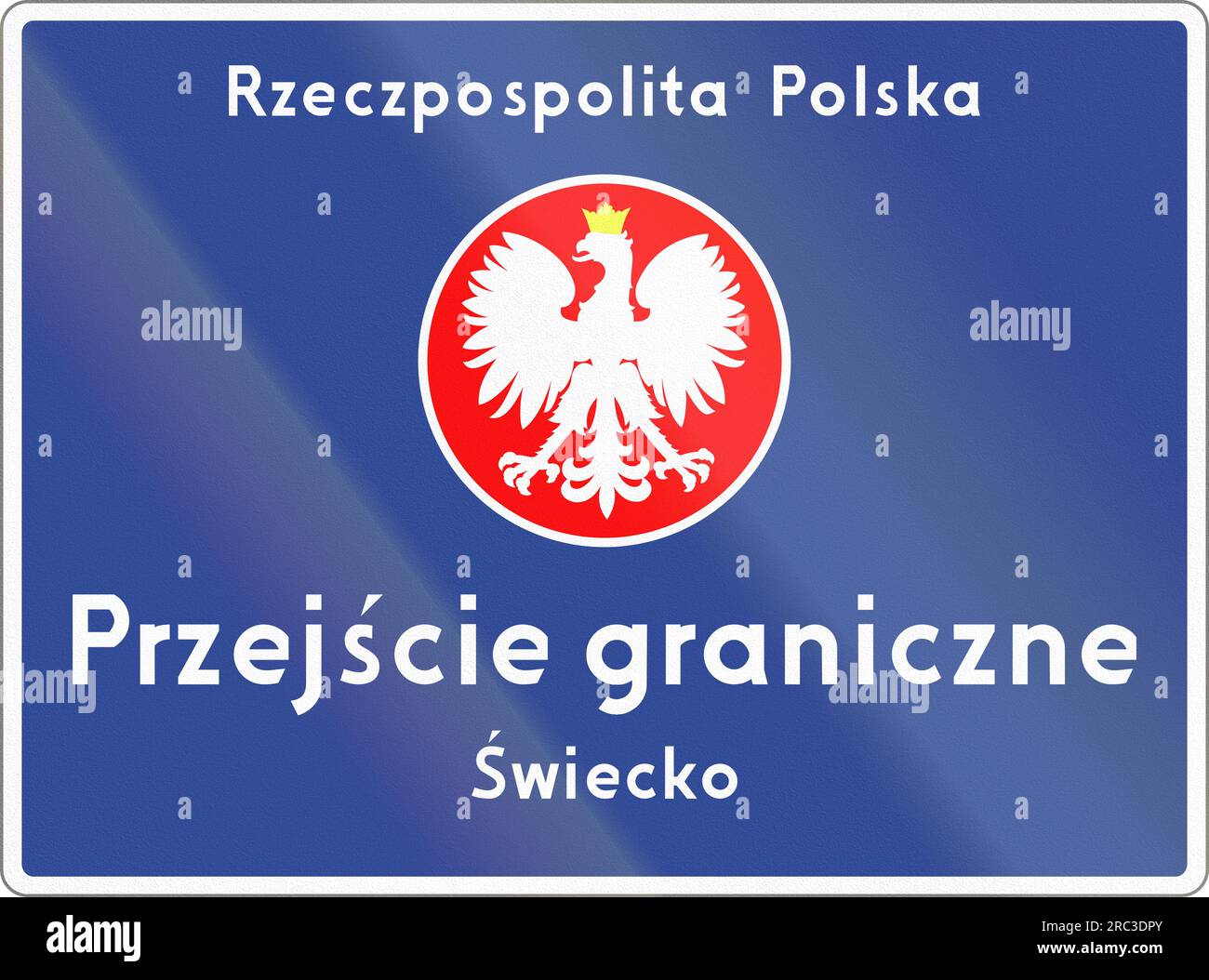 Polish road sign, the text means: Republic of Poland - National border ...