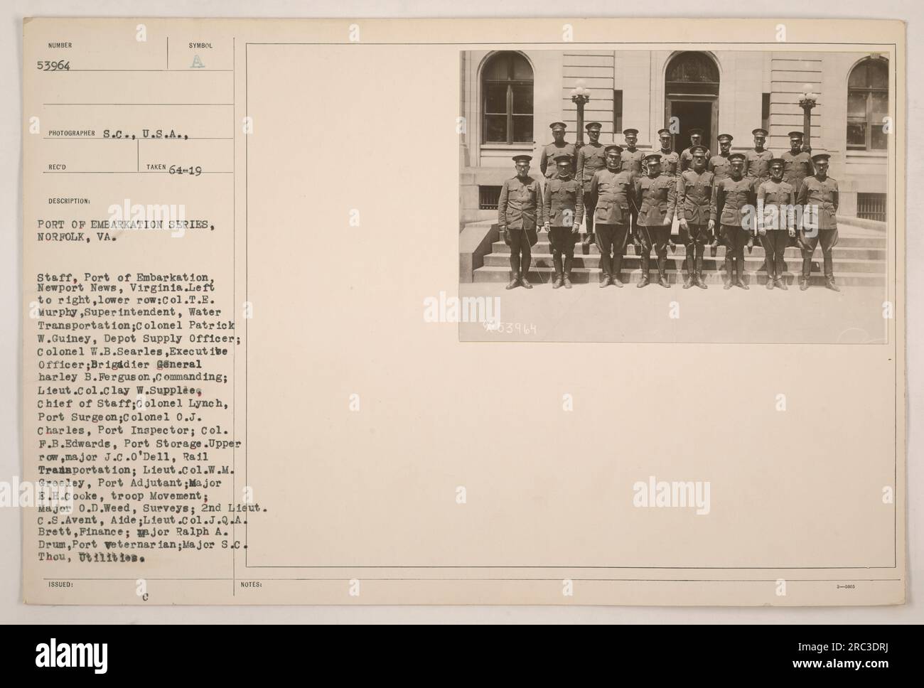 Group picture of the staff at the Port of Embarkation in Newport News ...