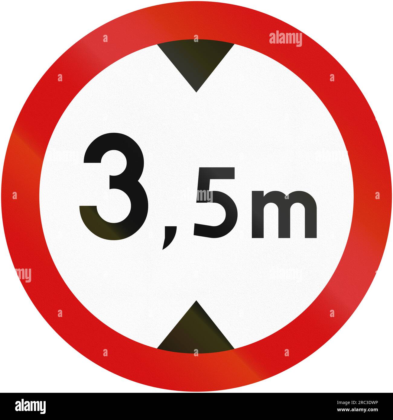 Polish sign prohibiting thoroughfare of vehicles with a height over 3.5 ...