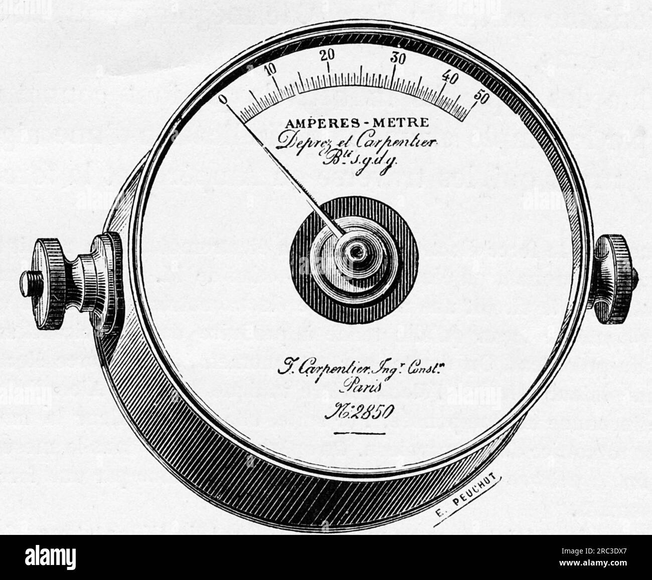 technics, electrical engineering, ammeter of Marcel Deprez and Jules ...