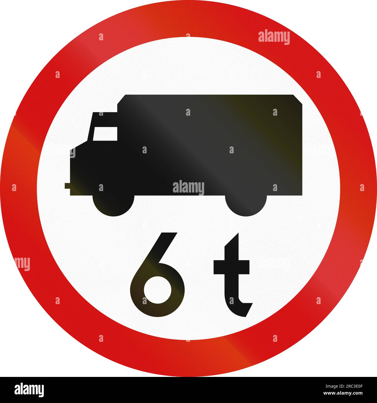 Polish traffic sign prohibiting thoroughfare of lorries with a gross ...