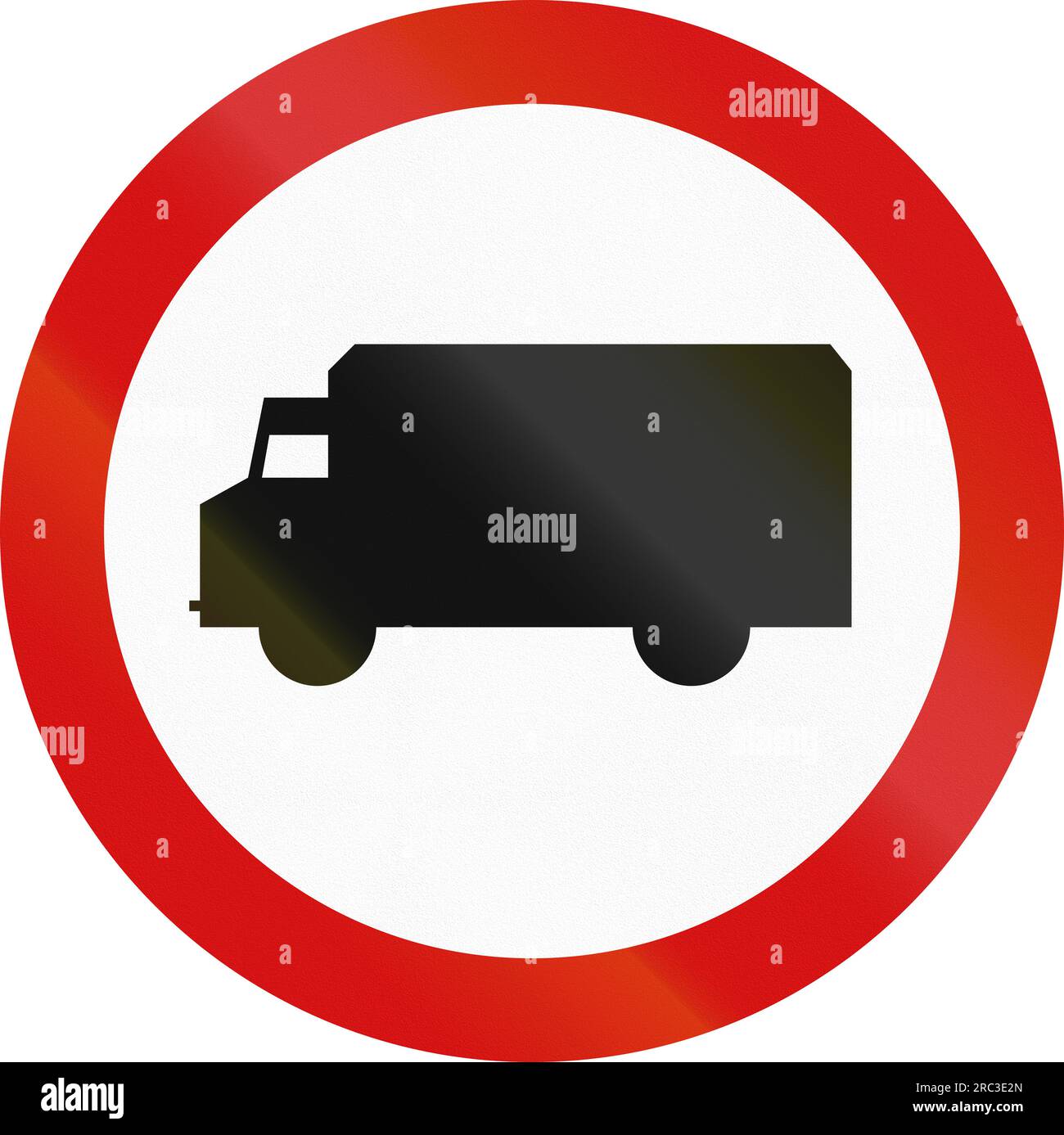 Polish traffic sign prohibiting thoroughfare of lorries (vehicles with ...