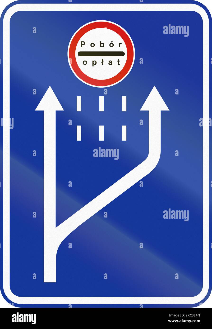 Polish road sign: Tolls Stock Photo - Alamy