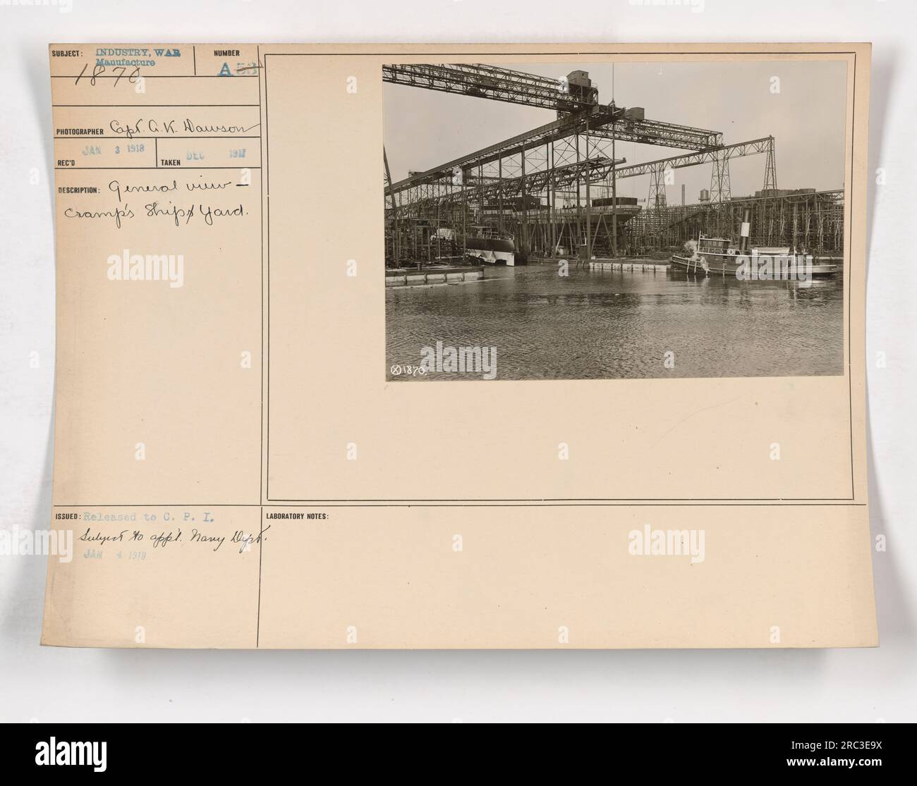 A general view of Cramp's shipyard, a prominent American military ...