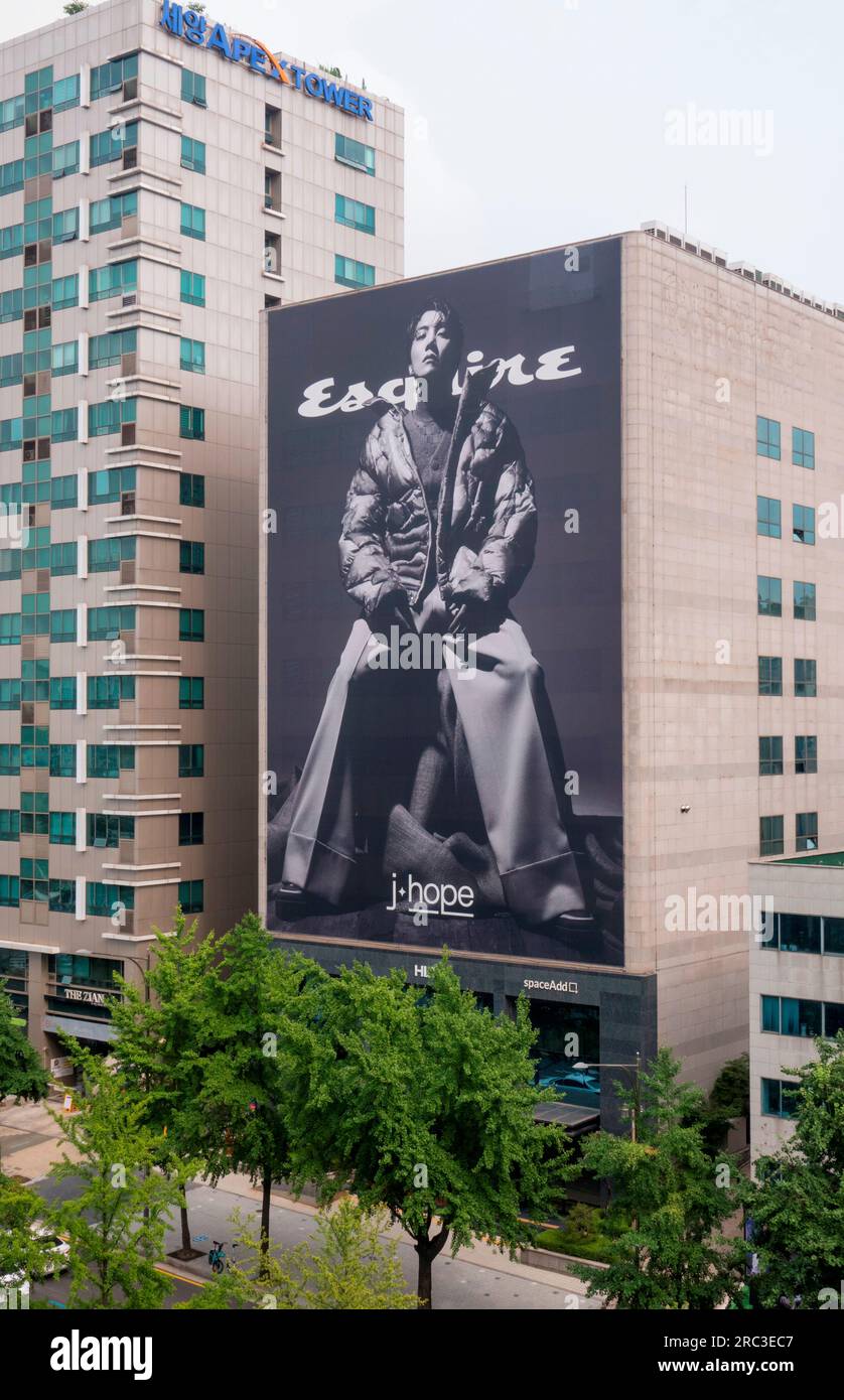 J-Hope, July 12, 2023 : A large photo of BTS member J-Hope posing for ...