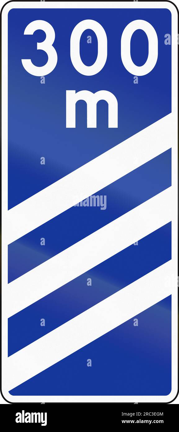 Polish highway countdown marker announcing highway exit in 300 meters ...