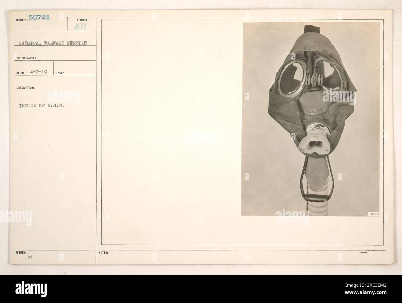 An inside view of S.B.R. (Single Breath Respirator) issued to soldiers ...