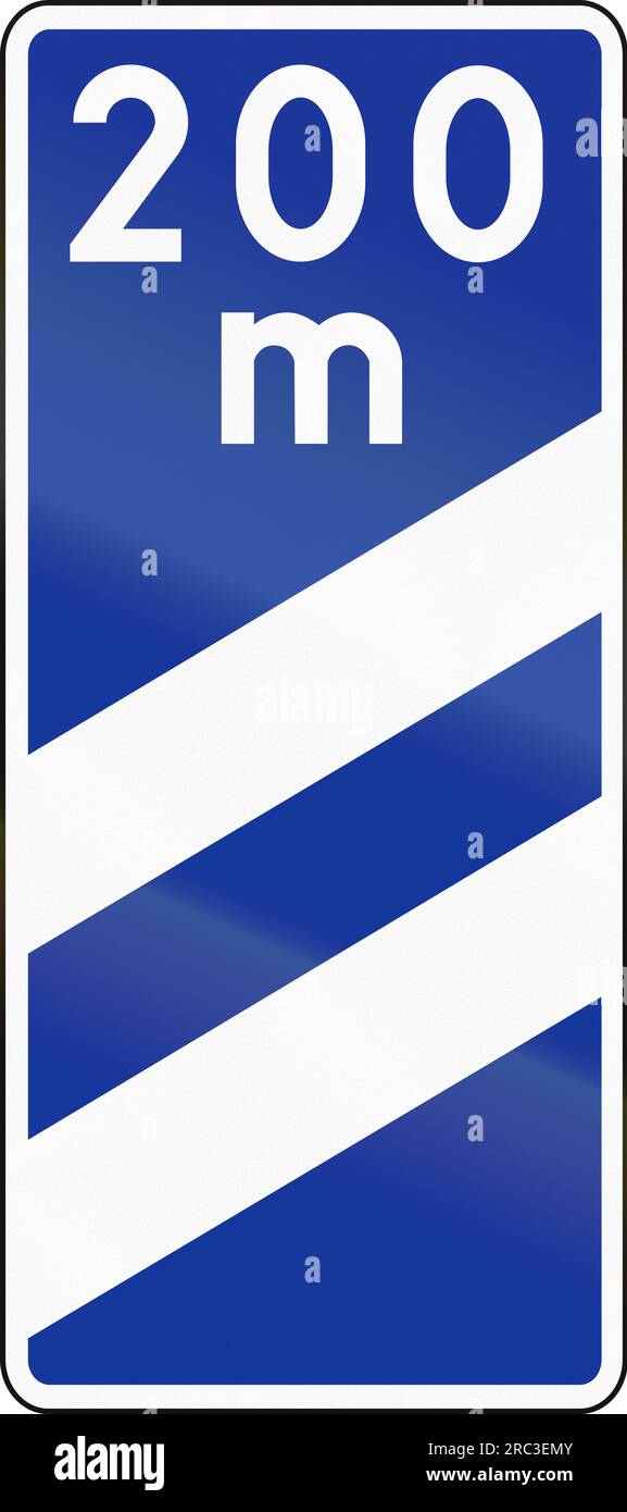 Polish highway countdown marker announcing highway exit in 200 meters ...