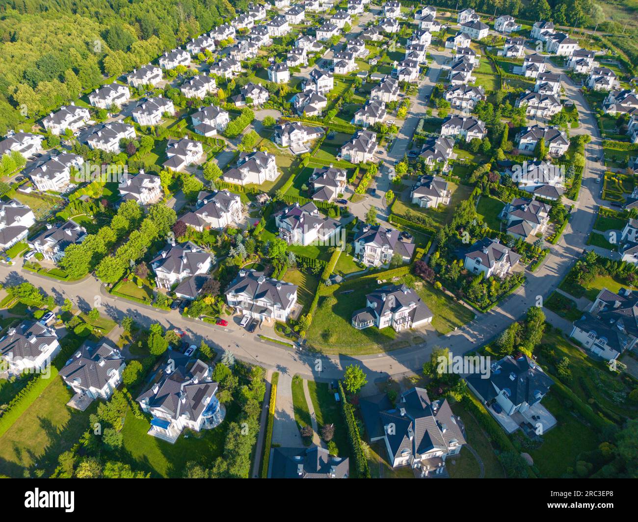 Aerial photo of village of Houses Residential Drone Above View Summer ...