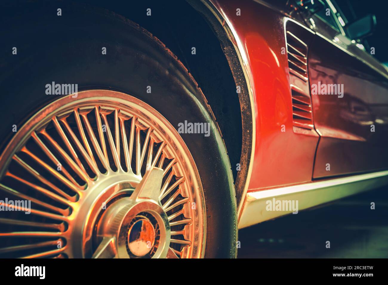 American Classic Car Wheel Close Up. Retro Automotive Theme Stock Photo ...