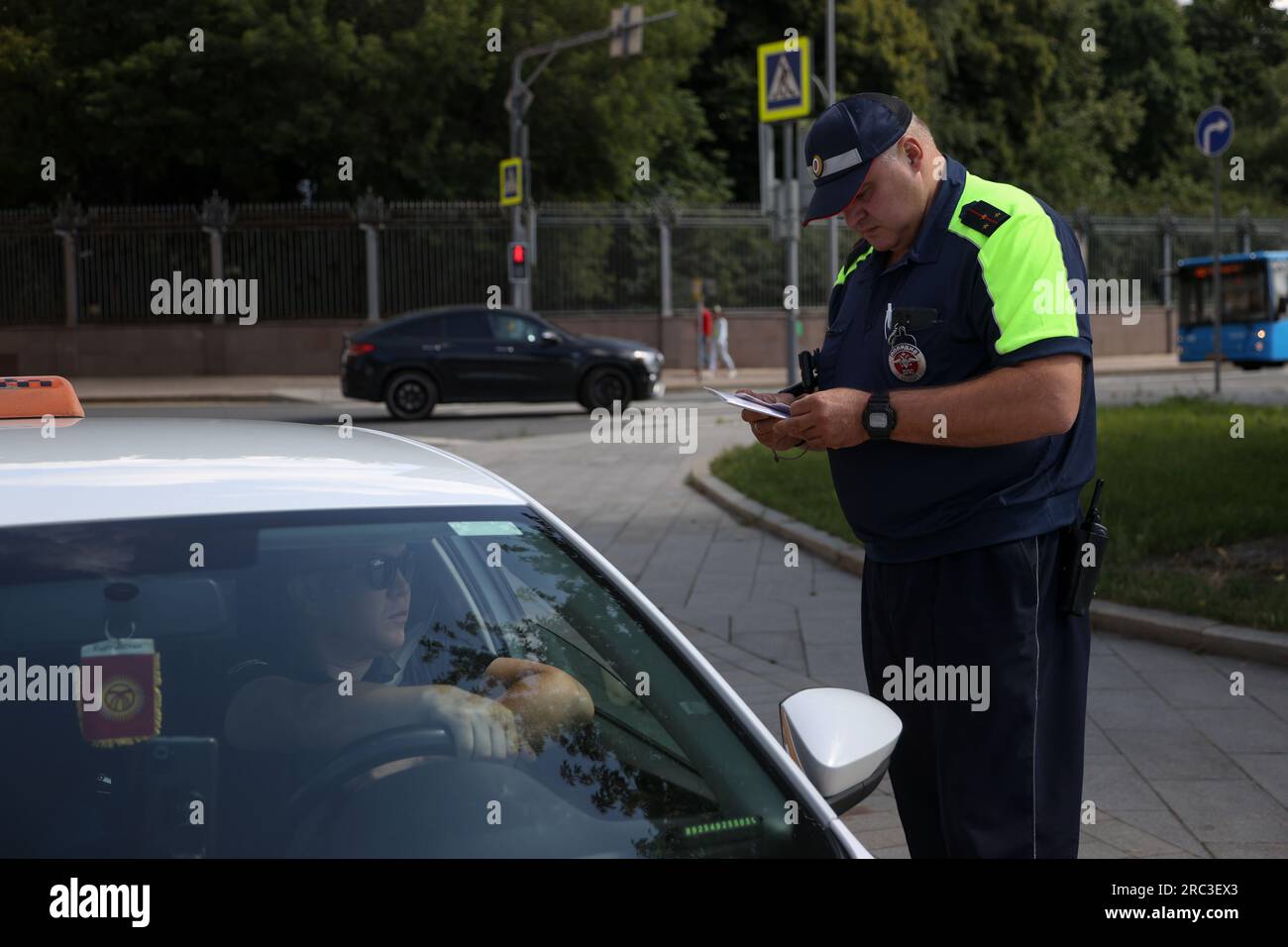 July 12.2023. Russia. Moscow. Traffic police inspector of the 3rd ...