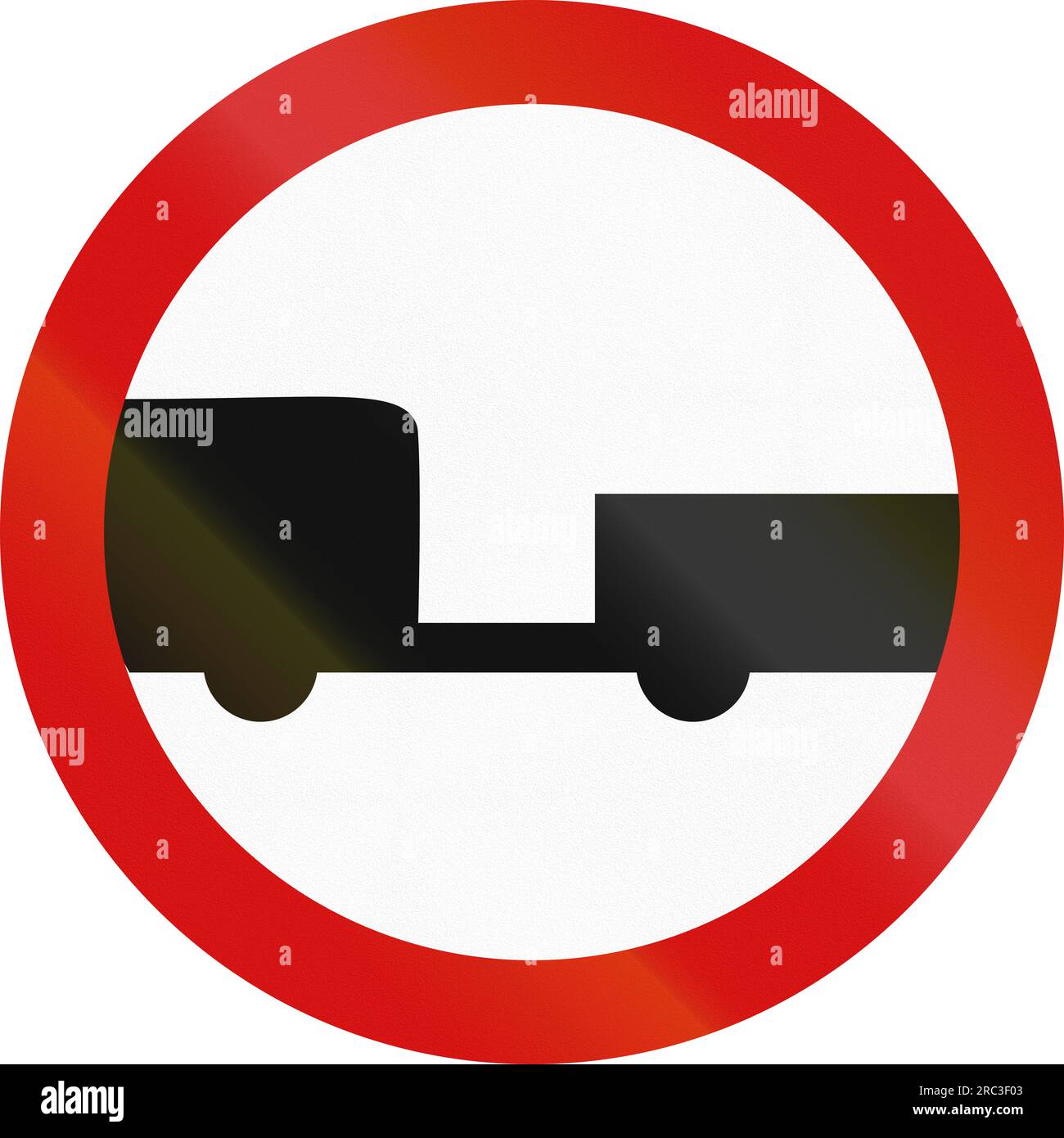 Polish regulatory signv - no motor vehicles towing trailers Stock Photo ...