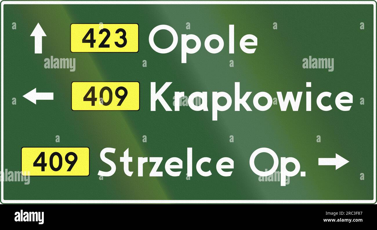 Polish direction road sign, stack type Stock Photo - Alamy