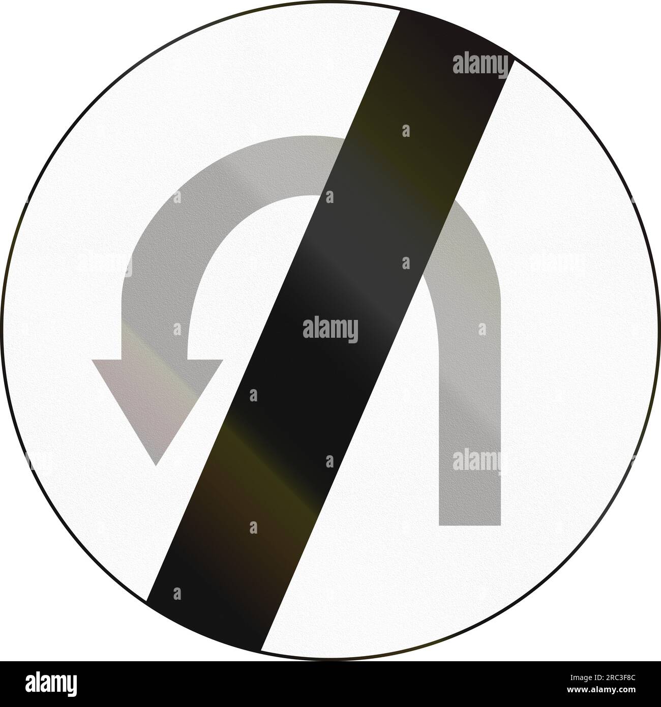 Polish regulatory sign - end of no U-turn zone Stock Photo - Alamy