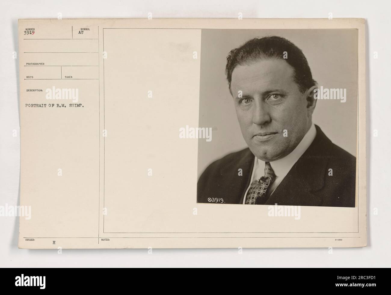 Portrait of B.M. Shimp, an unidentified individual from the American ...